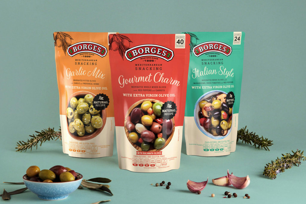 Packaging Borges Mediterranean Snacking - Olivas worldwide | Vibranding